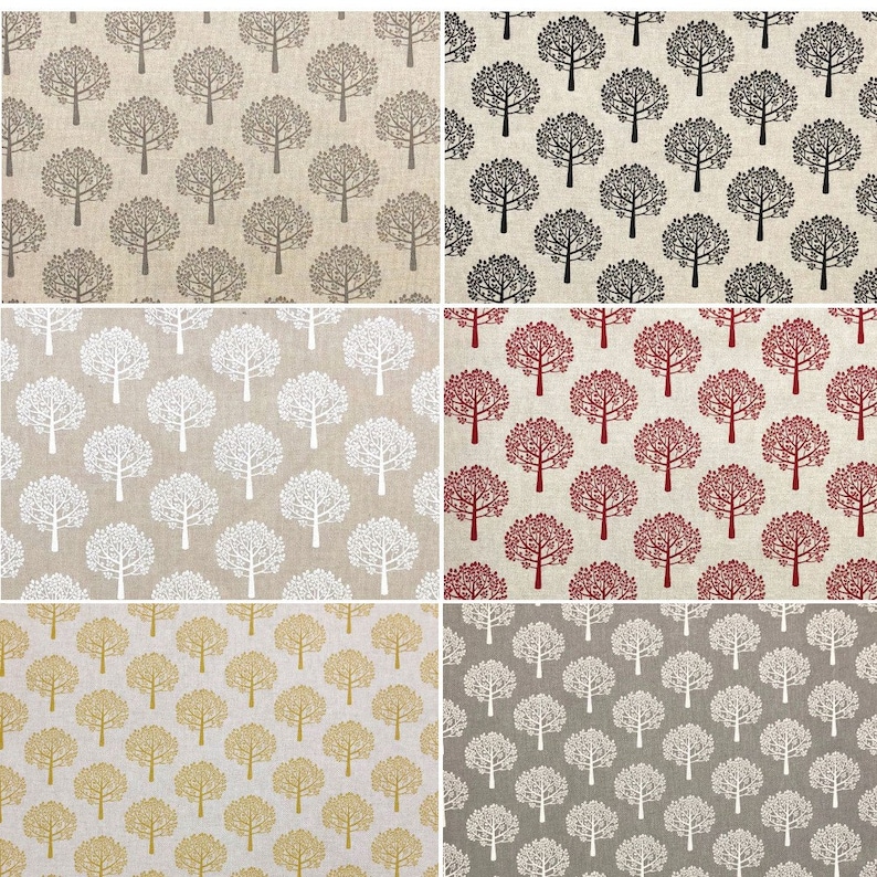 Cotton Rich Linen Look Fabric Mulberry Trees Curtain Upholstery Cushion ...