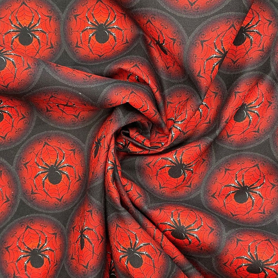 100% Cotton Digital Fabric Red Spiderwebs Spider Web Halloween - Etsy UK