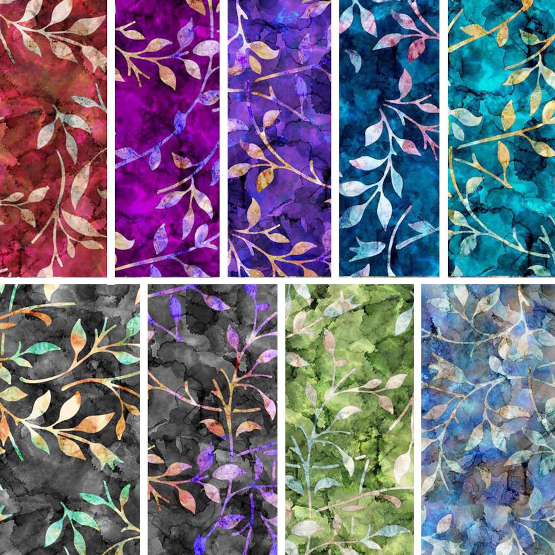 100% Cotton Digital Fabric Batik Trail Autumn Leaves Forest Crafty ...