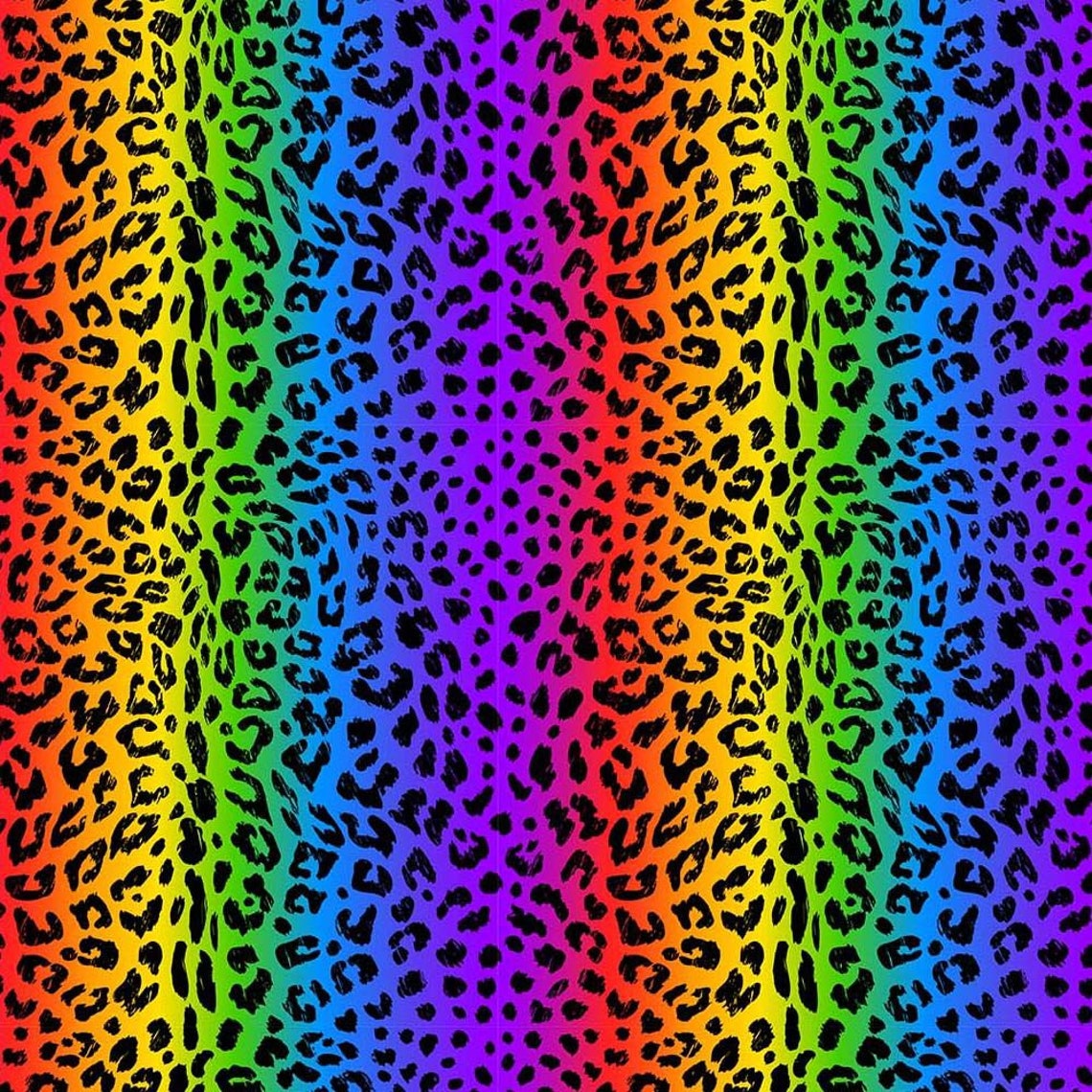 100% Cotton Digital Fabric Rainbow Leopard Print Animal Crafty - Etsy