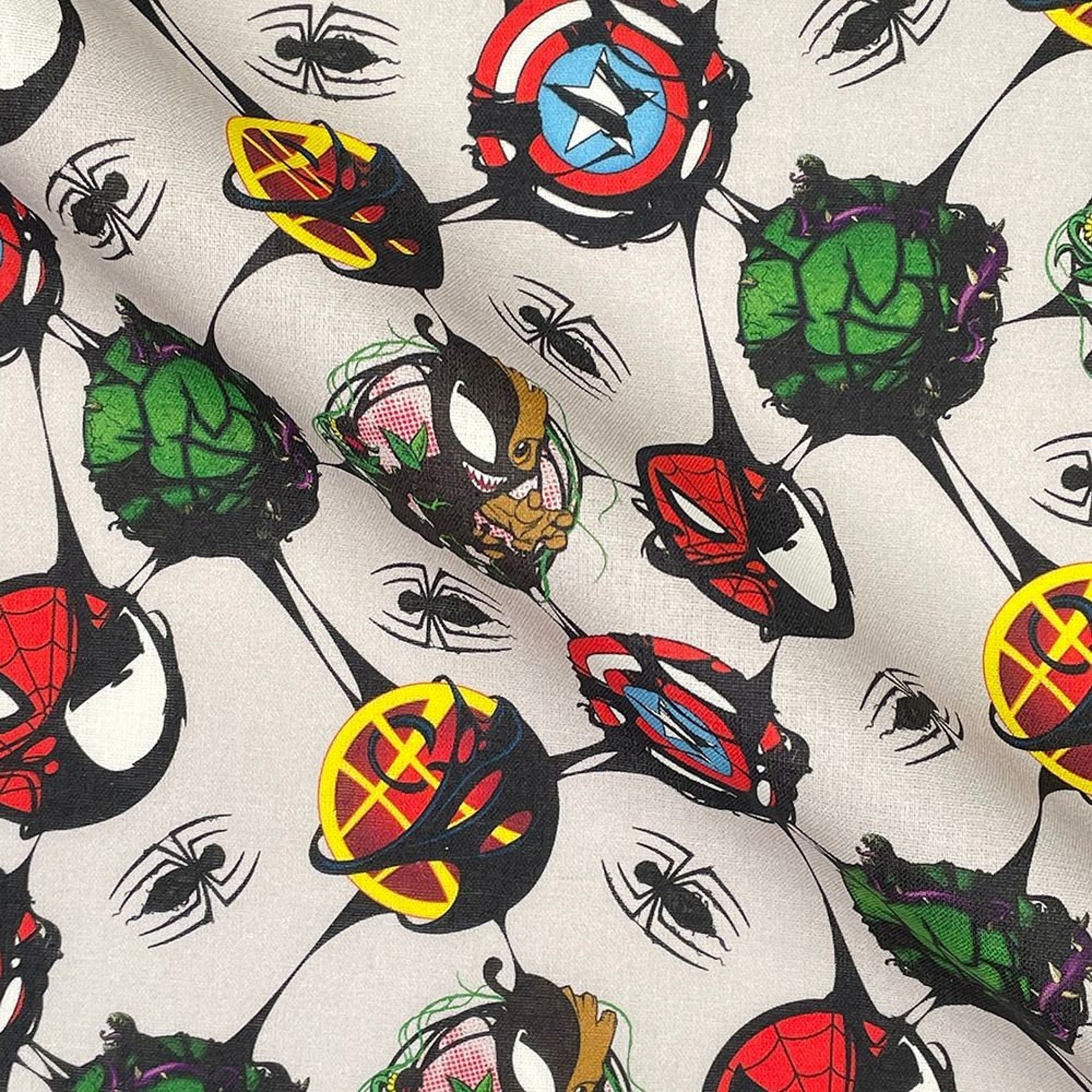 100% Cotton Fabric Digital Marvel Avengers Venom Spiderman - Etsy