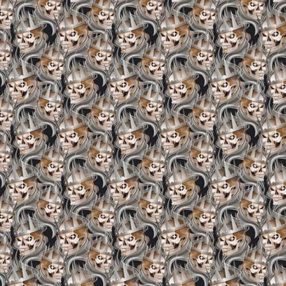 100% Cotton Digital Fabric Evil Skull King Skeletons Halloween - Etsy UK