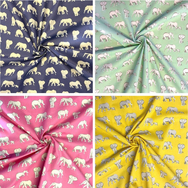 Elephant Block Print Fabric - Etsy UK