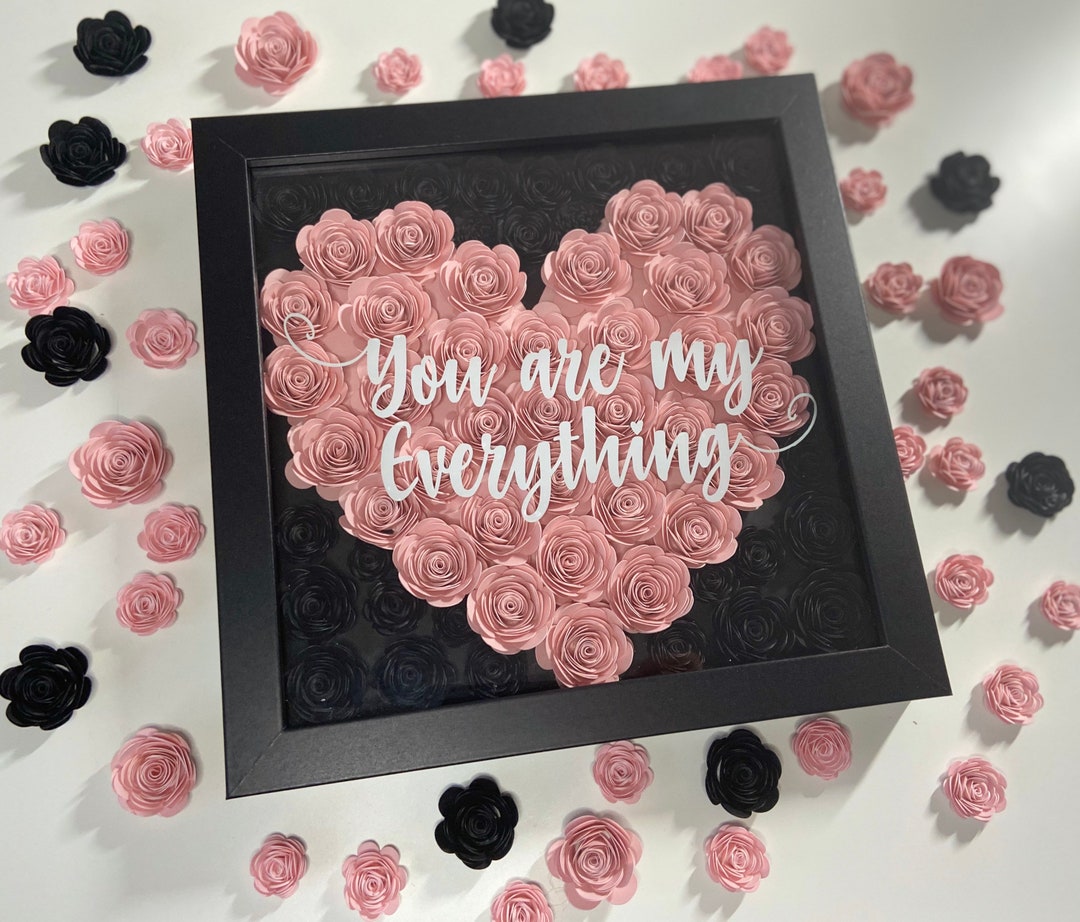 8x8 Heart Paper Flowerfilled Shadowbox for Anniversaries, Mother's Day ...