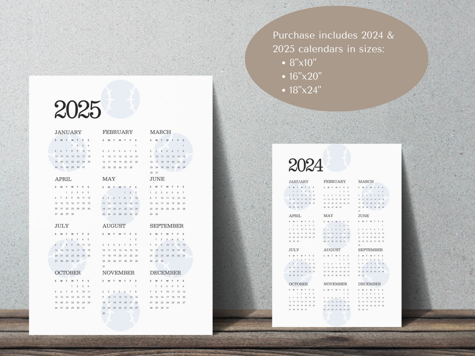 2024-2025 Digital Print Calendars - Multiple Sizes - 16x20 8x10 18x24 ...