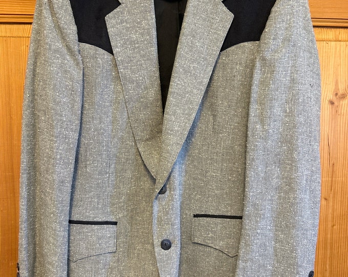 Vintage Panhandle Slim Blazer Men 42R Blue & White Western Cowboy Suit ...