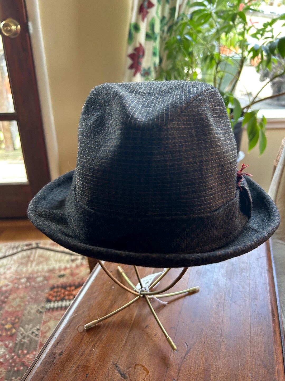 Dapper Vintage 50s 60s Stetson Wool Tweed Plaid Fedora Hat W/ Feather 7 ...