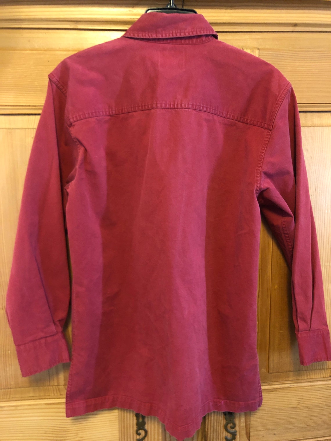 VTG 80s Mens Faconnable Red Cotton Shirt Jacket Lightweight St Tropez ...