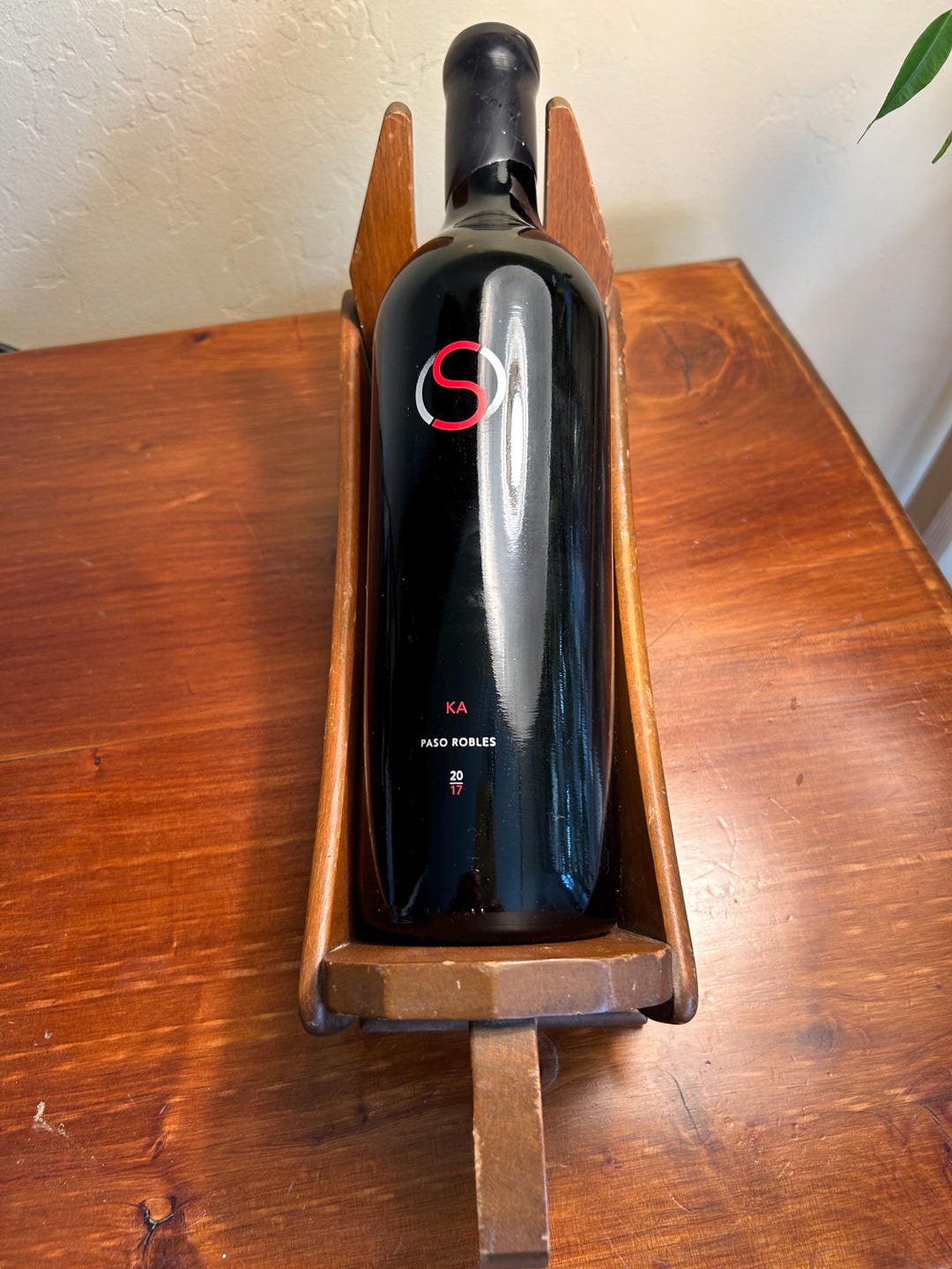 Vintage Rustic Wood Wine Bottle Holder Single Bottle Tabletop - Etsy