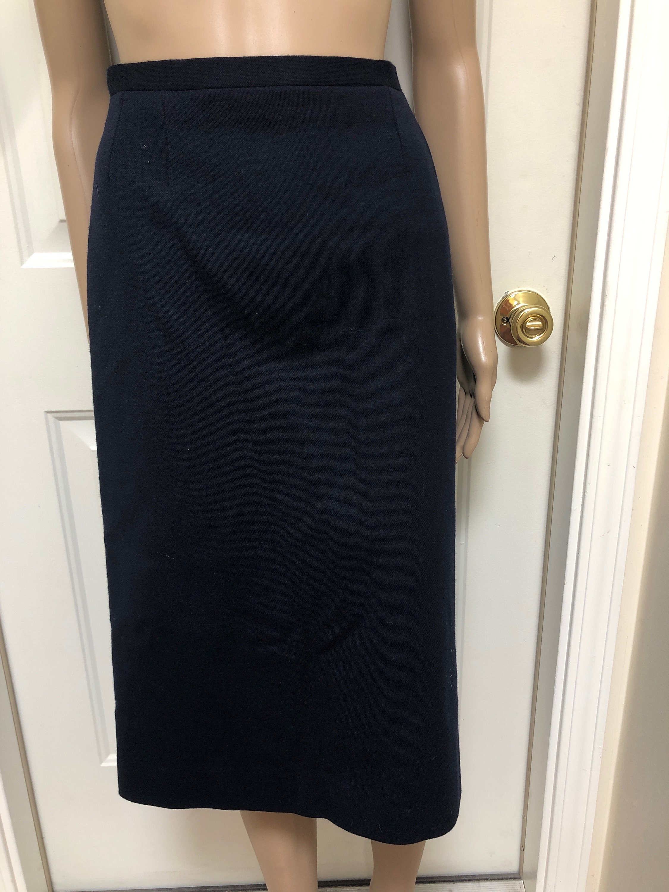 Vintage 1980s Rodier Paris Dark Blue Wool Knit Straight Midi - Etsy