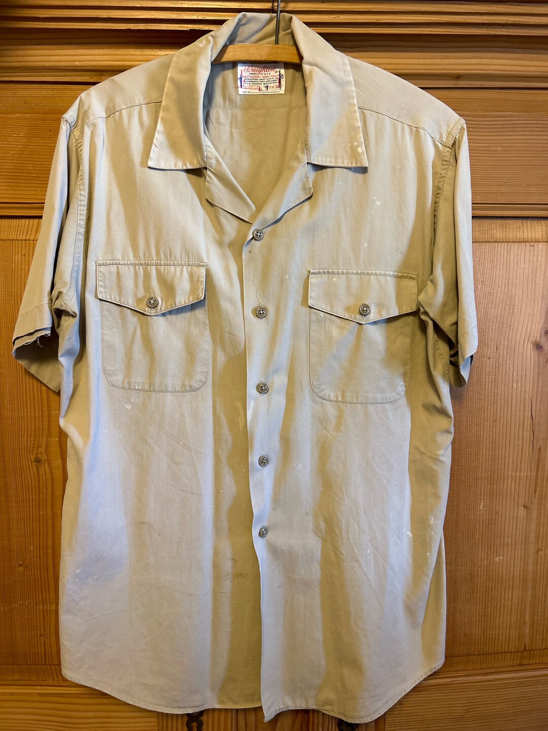 Men’s Vintage 1960s Creighton USMC Khaki Cotton Short Sleeve Shirt - Etsy