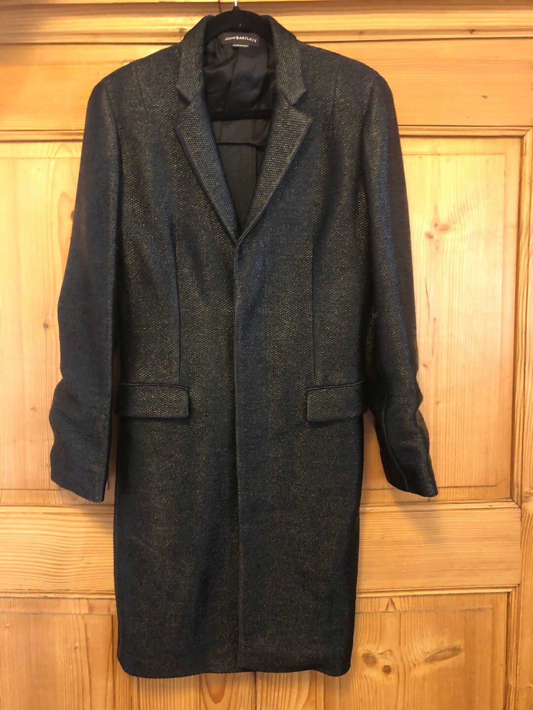 Vintage John Bartlett Italy Textured Black Designer Jacket Trench Coat ...