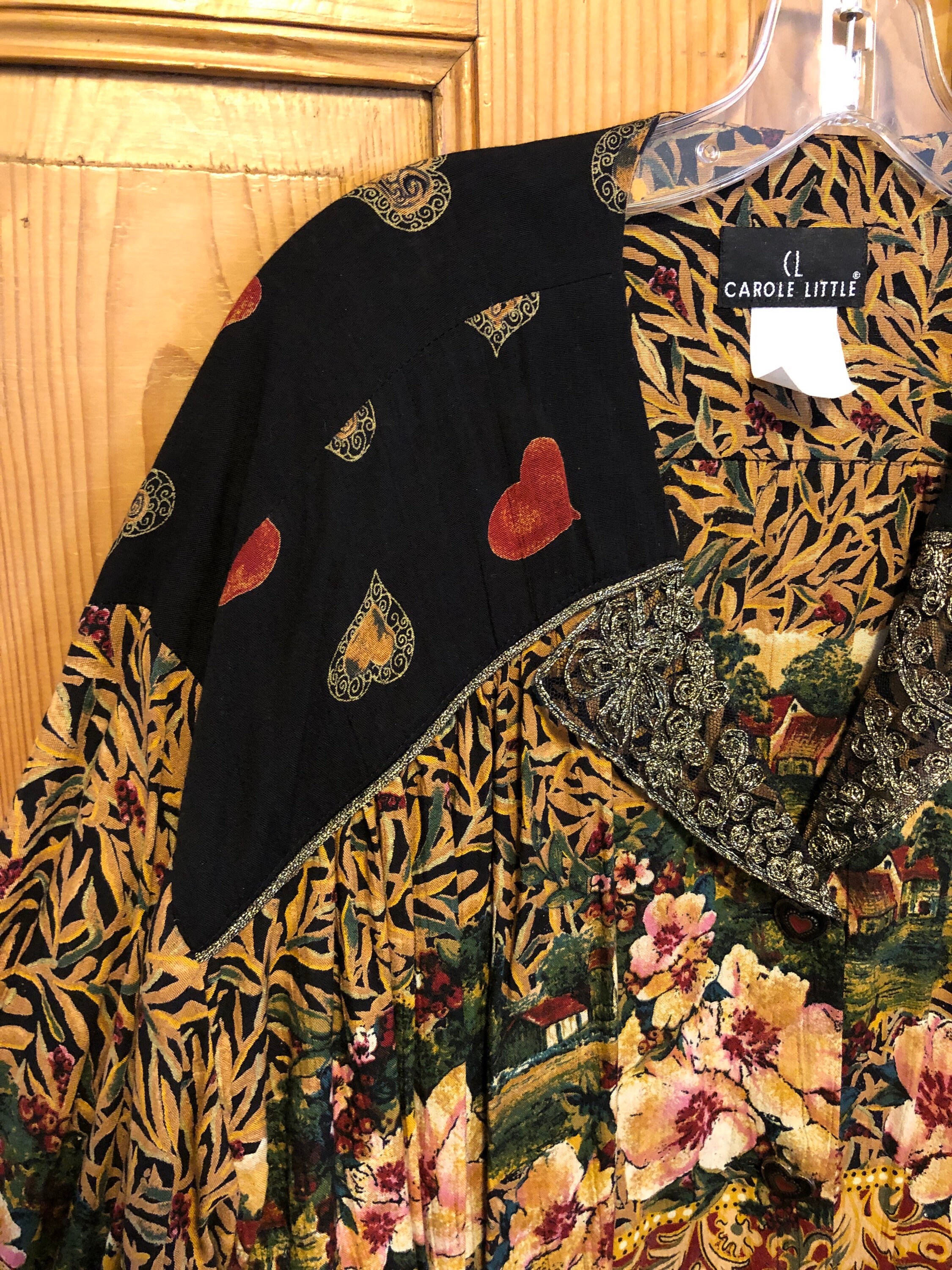 Vintage 1980’s Carole Little Suit Set Floral Jacket Black Pants Hearts ...