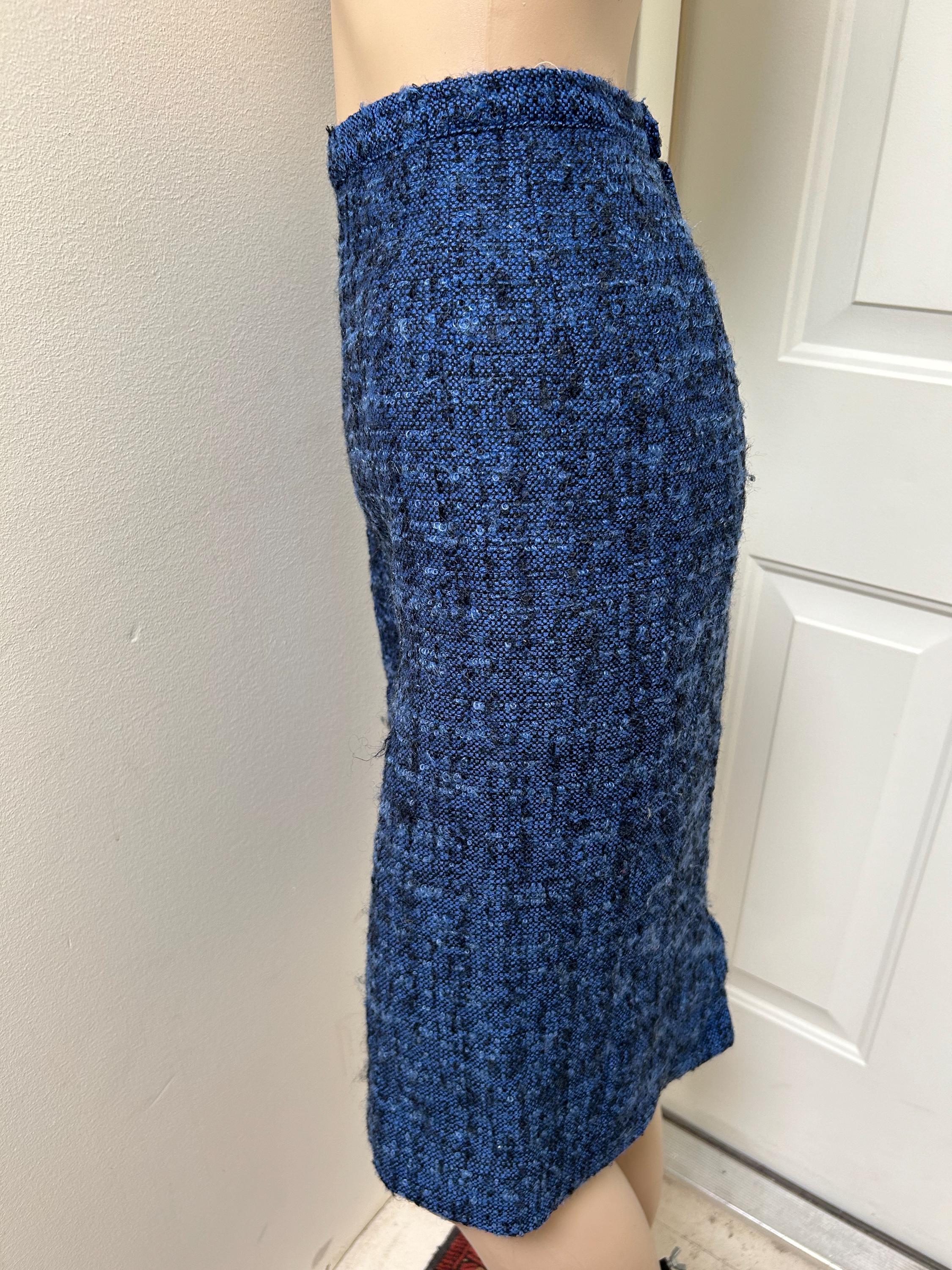 Vintage 50s 60s Benjamin of Hollywood Blue & Black Wool Pencil Skirt Mod Preppy - Etsy