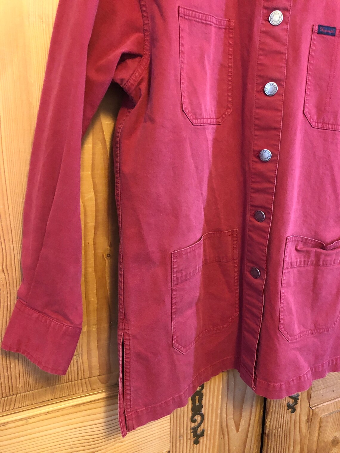 VTG 80s Mens Faconnable Red Cotton Shirt Jacket Lightweight St Tropez ...