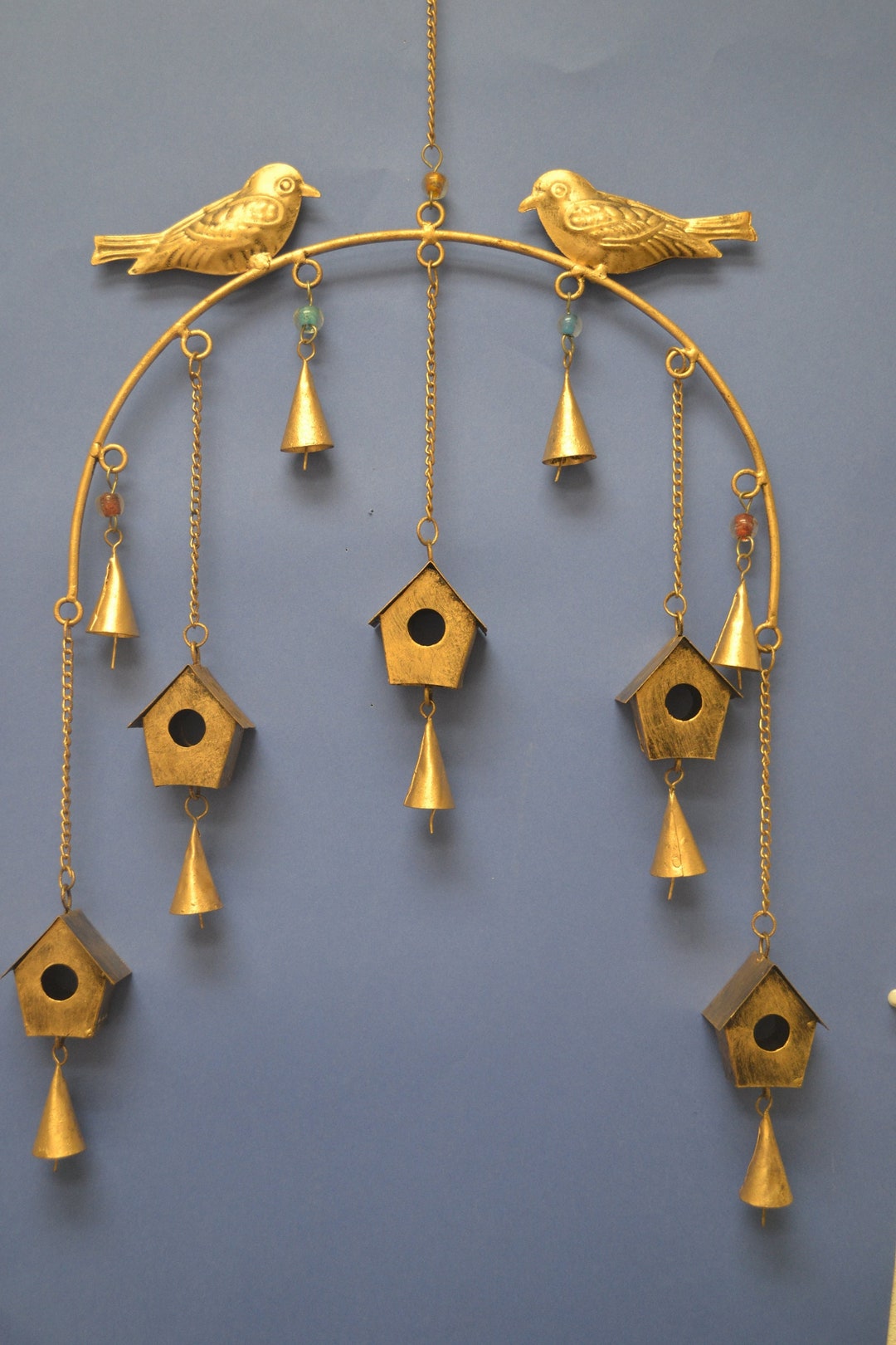 BIRD House Rusty IRON Metal BELLS Windchime - Etsy