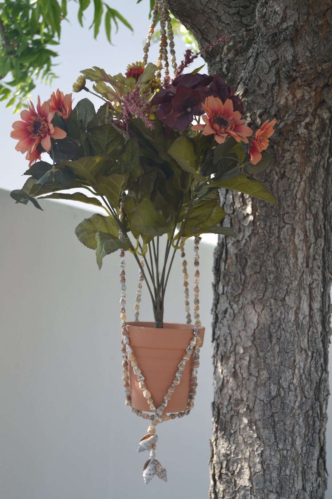 Handmade PLANT BEAD SEASHELL Shell Beach Hanger Holder 22" - Etsy