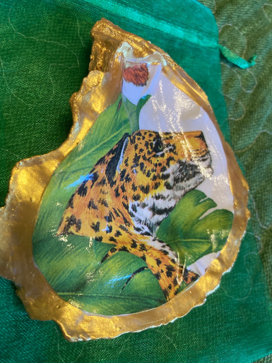 Jaguar Zoo Oyster Shell Jewelry Dish Rainforest Jungle for Animal Lover ...
