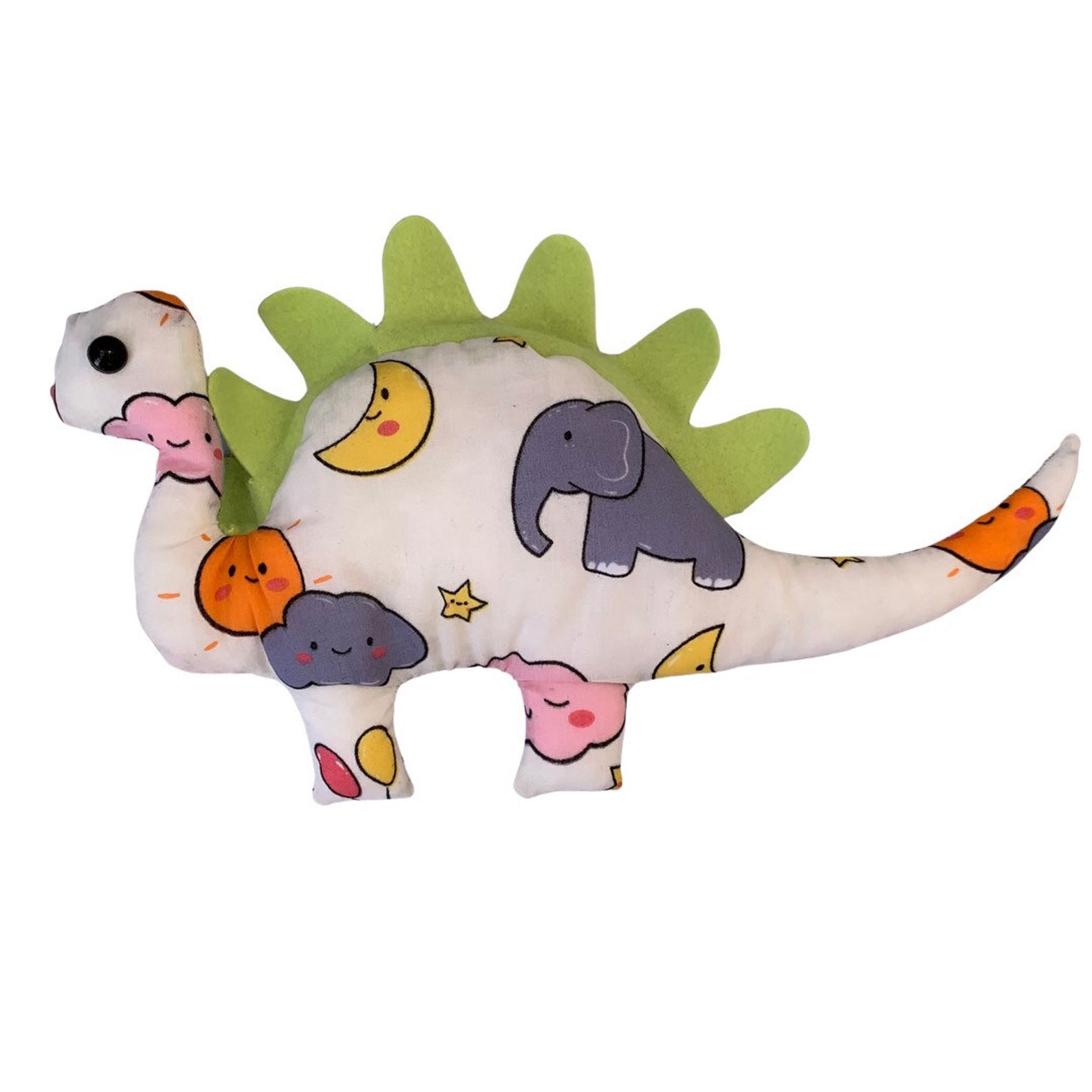 Dinosaur Plush Soft Toy With Kawaii Cute Style Print Fabric - Etsy
