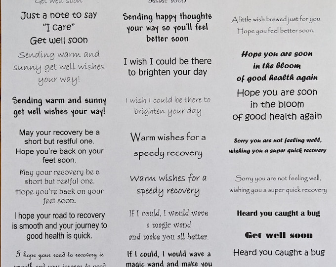 Print Your Own Get Well Card Sentiments - Etsy
