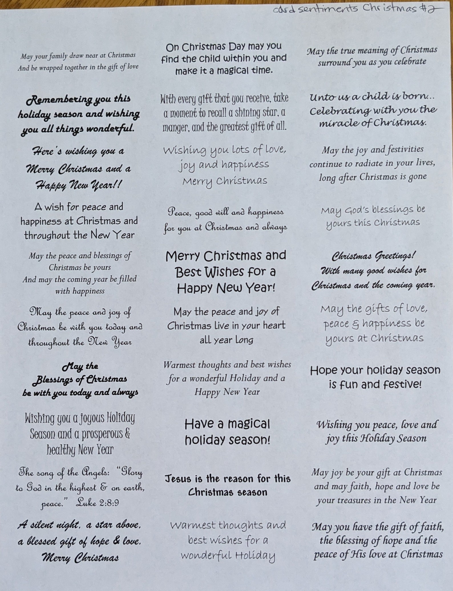 Print Your Own Holiday Card Sentiments - Etsy