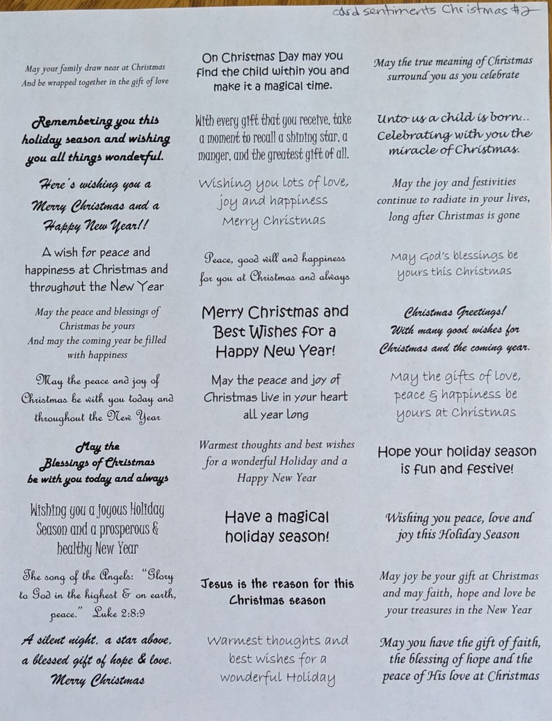 Print Your Own Holiday Card Sentiments - Etsy