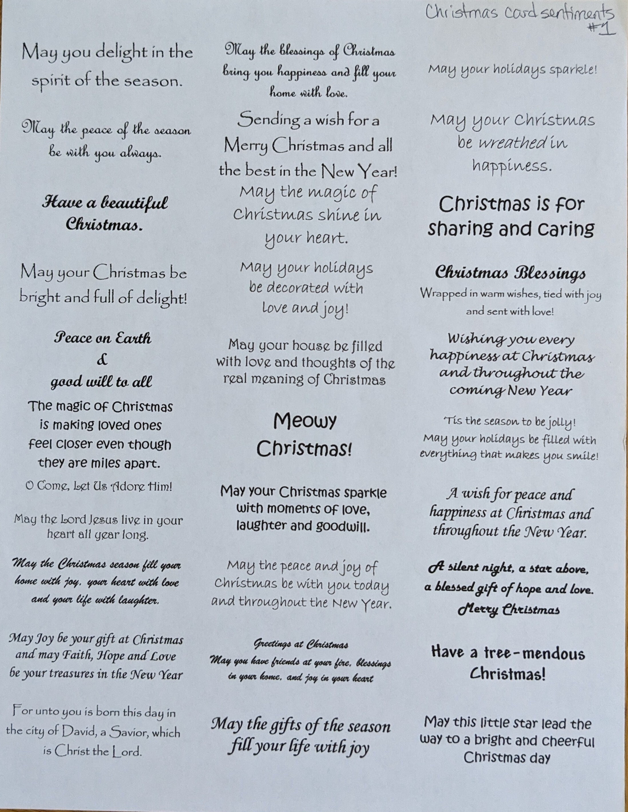 Print Your Own Christmas Sentiments - Etsy