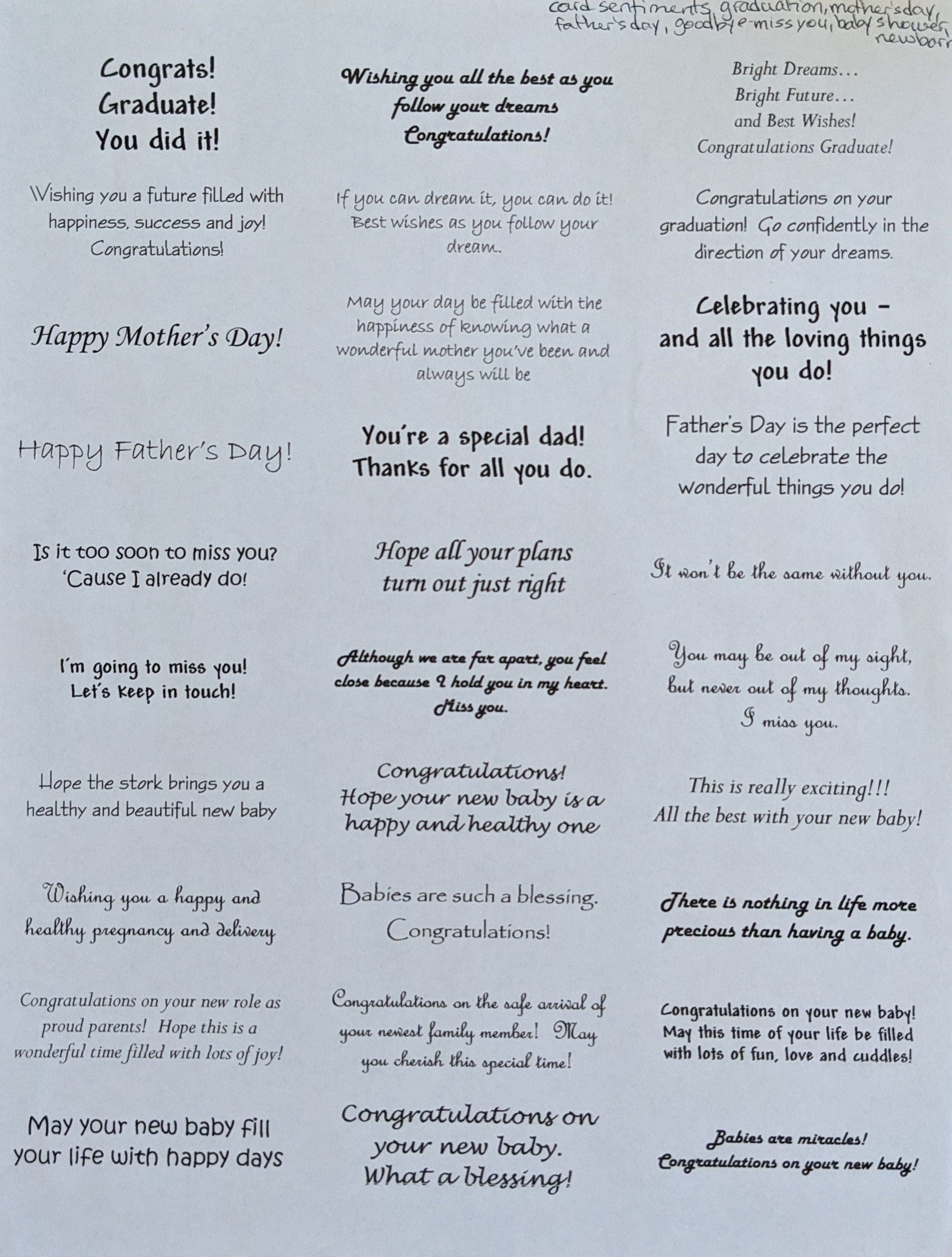 Print Your Own Variety Card Sentiments - Etsy