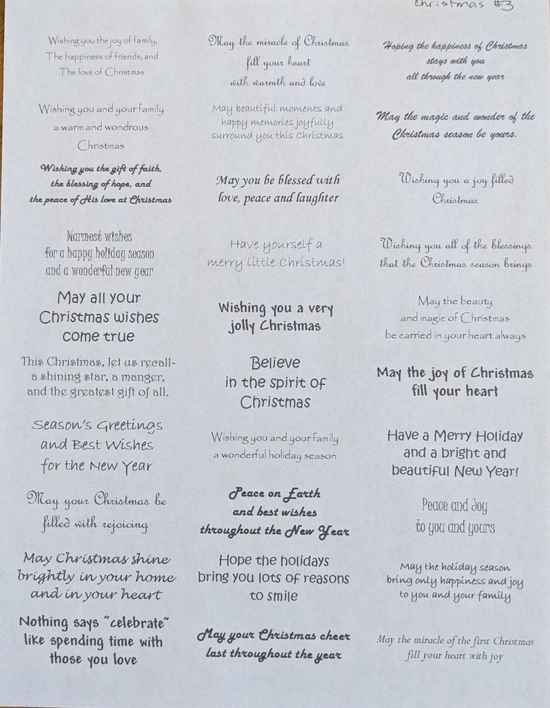 Print Your Own Christmas Sentiments - Etsy