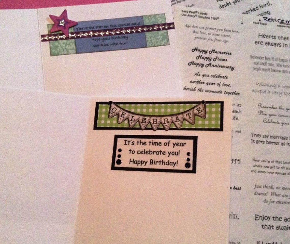 Print Your Own Birthday Card Sentiments - Etsy