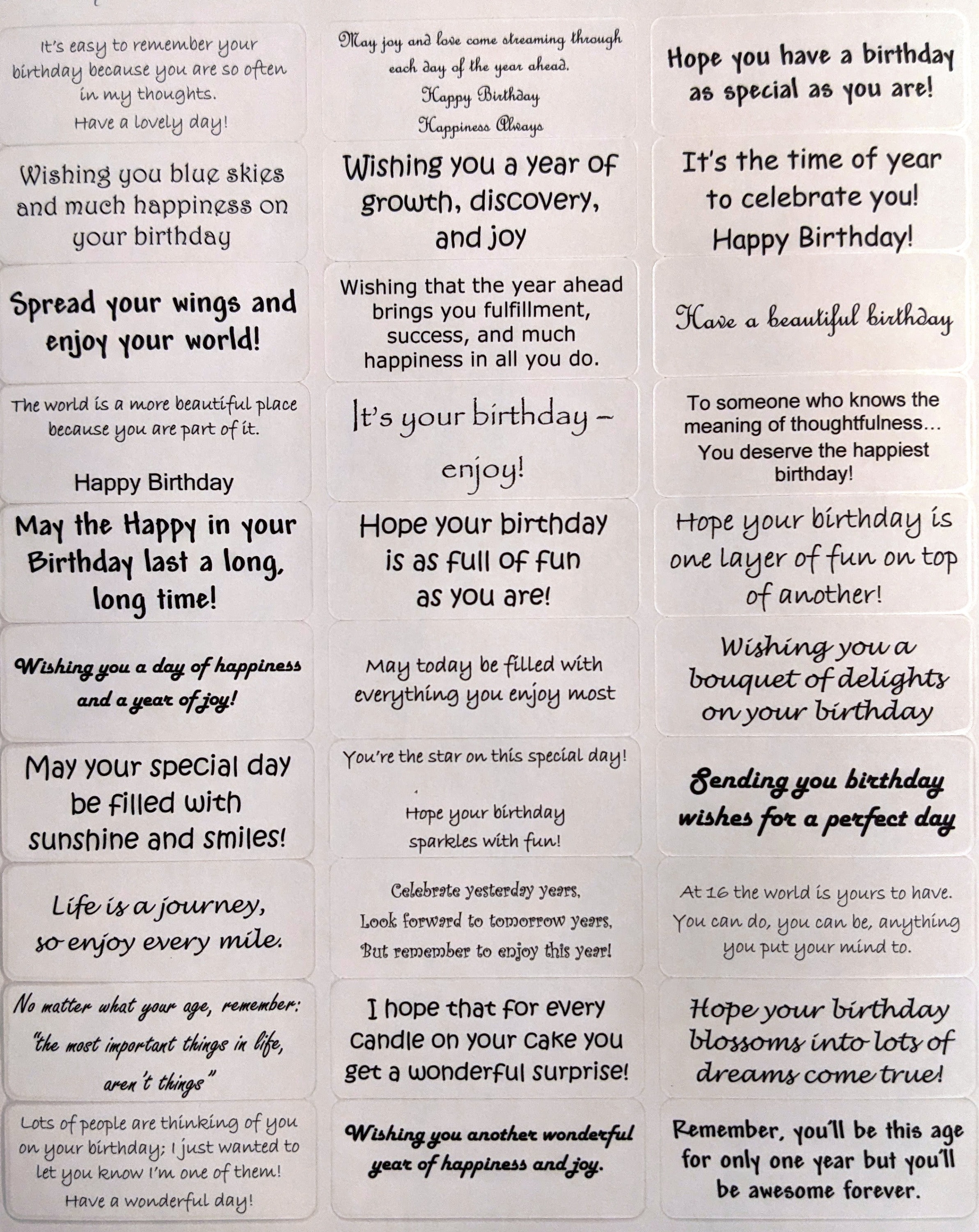 Print Your Own Birthday Card Sentiments - Etsy