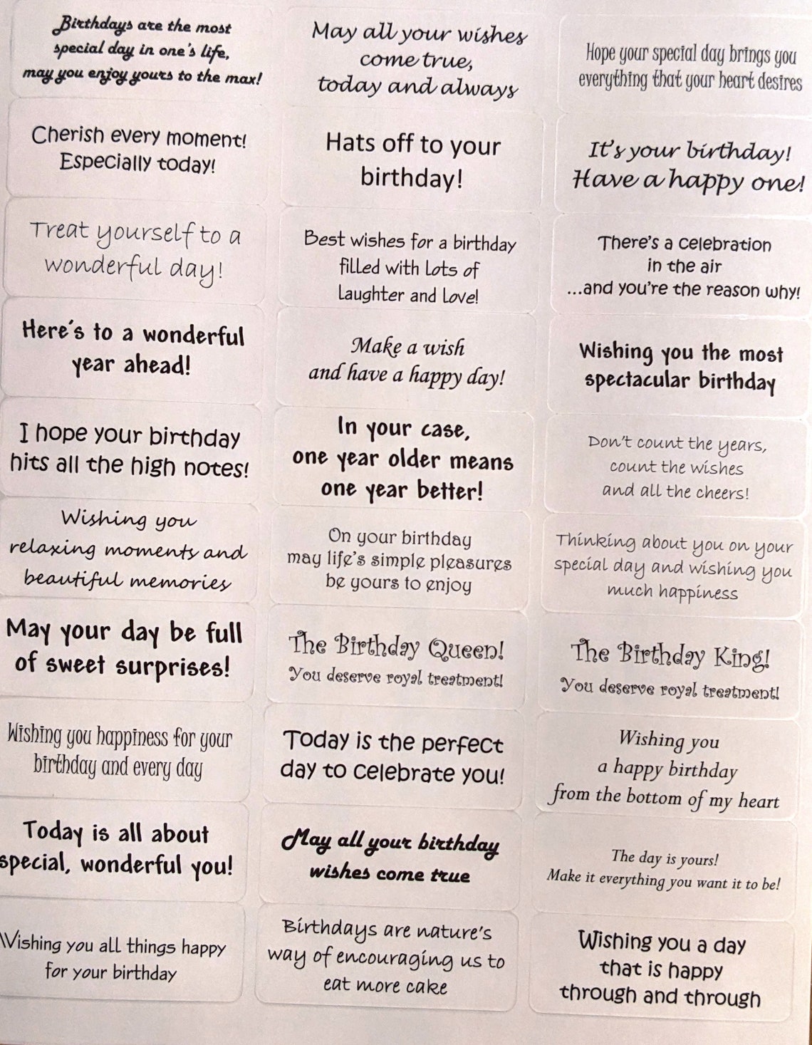 Print Your Own Birthday Card Sentiments - Etsy