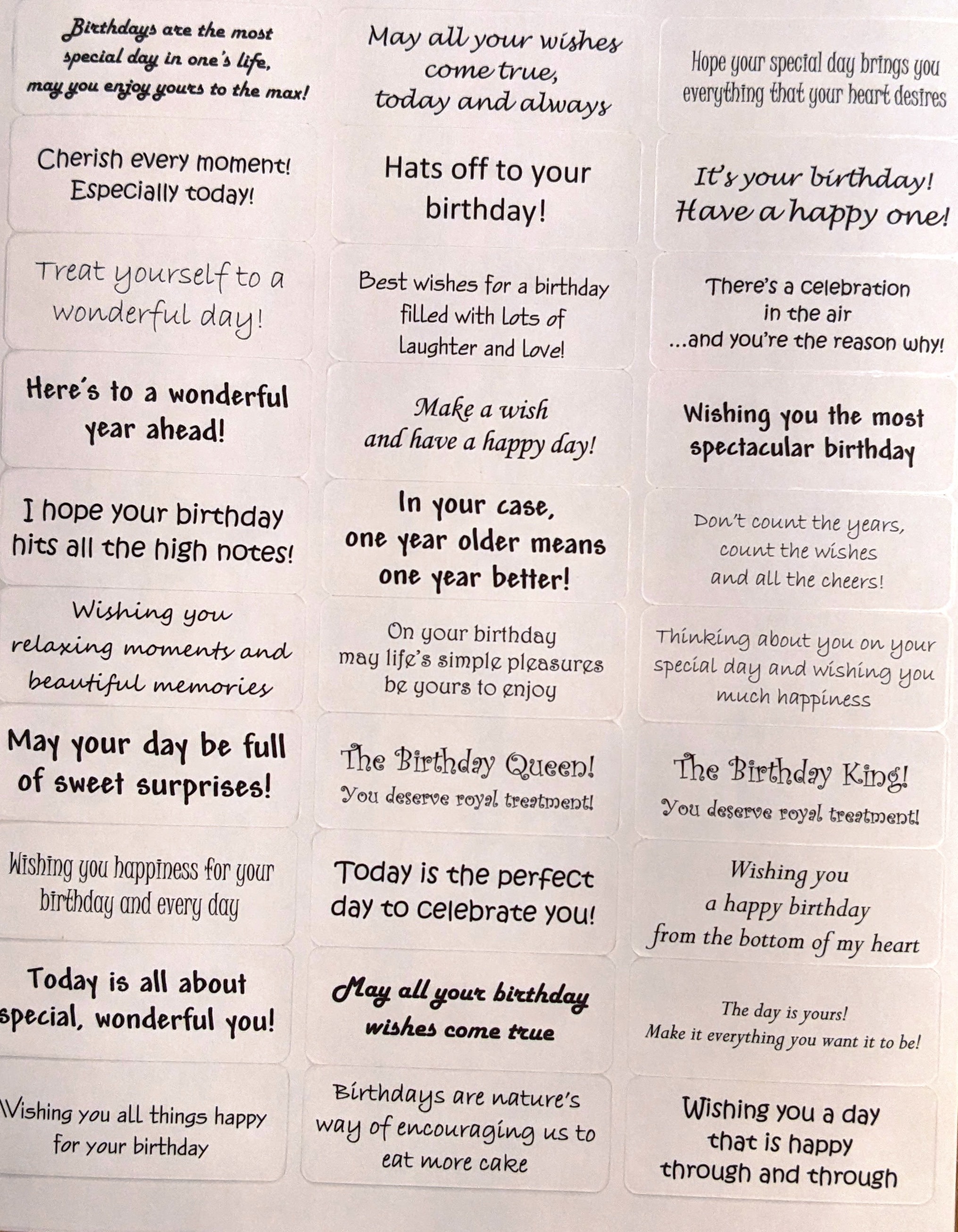 Print Your Own Birthday Card Sentiments - Etsy