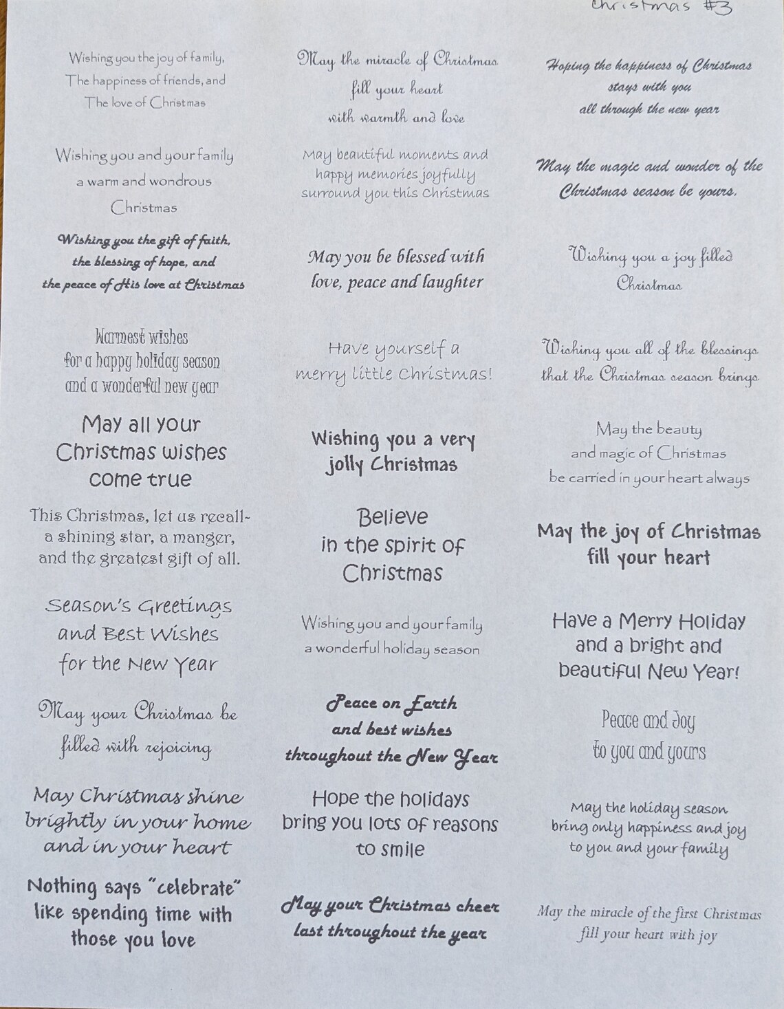 Print Your Own Holiday Card Sentiments - Etsy