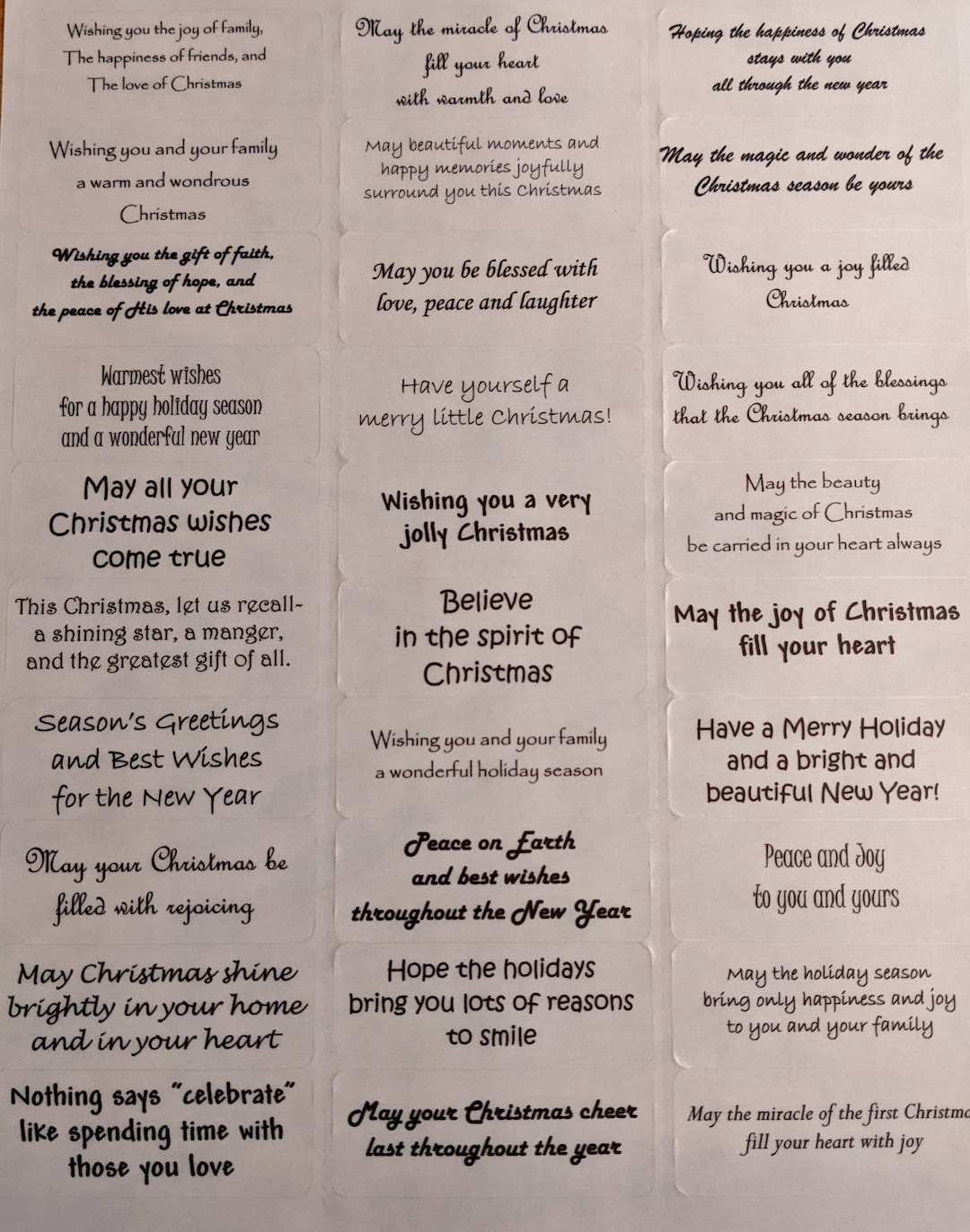 Christmas Card Sentiment Stickers - Etsy