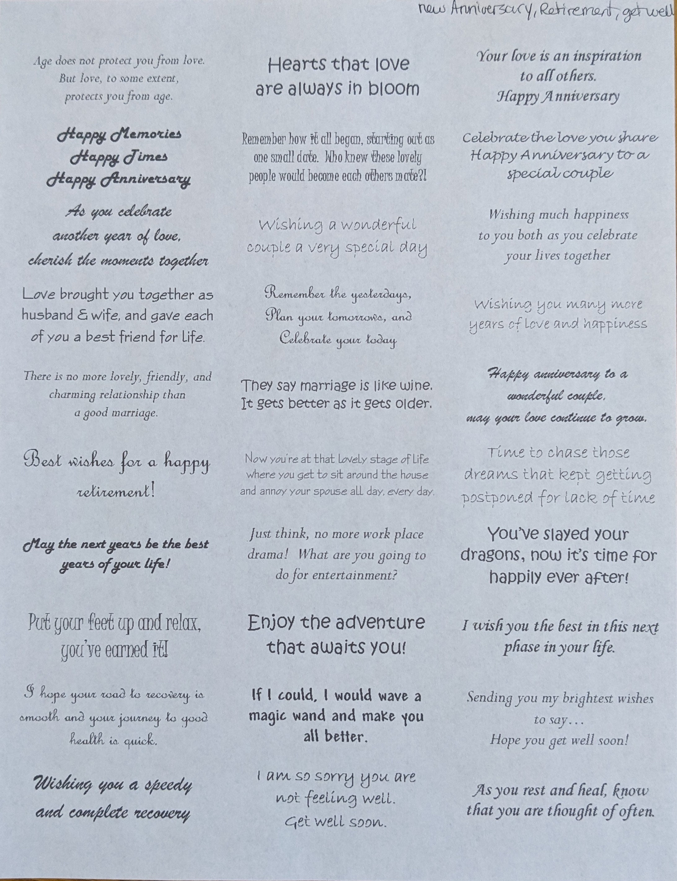 Print Your Own Variety Card Sentiments - Etsy