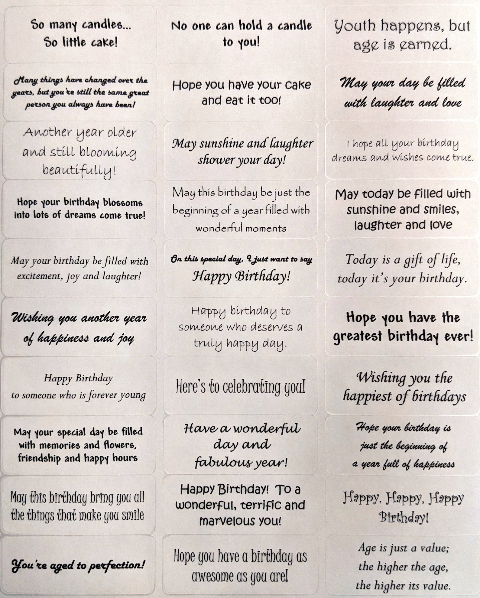 Print Your Own Birthday Card Sentiments - Etsy