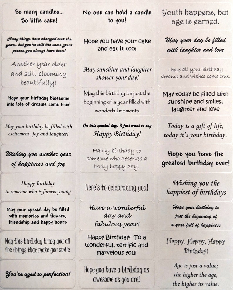 Print Your Own Birthday Card Sentiments - Etsy