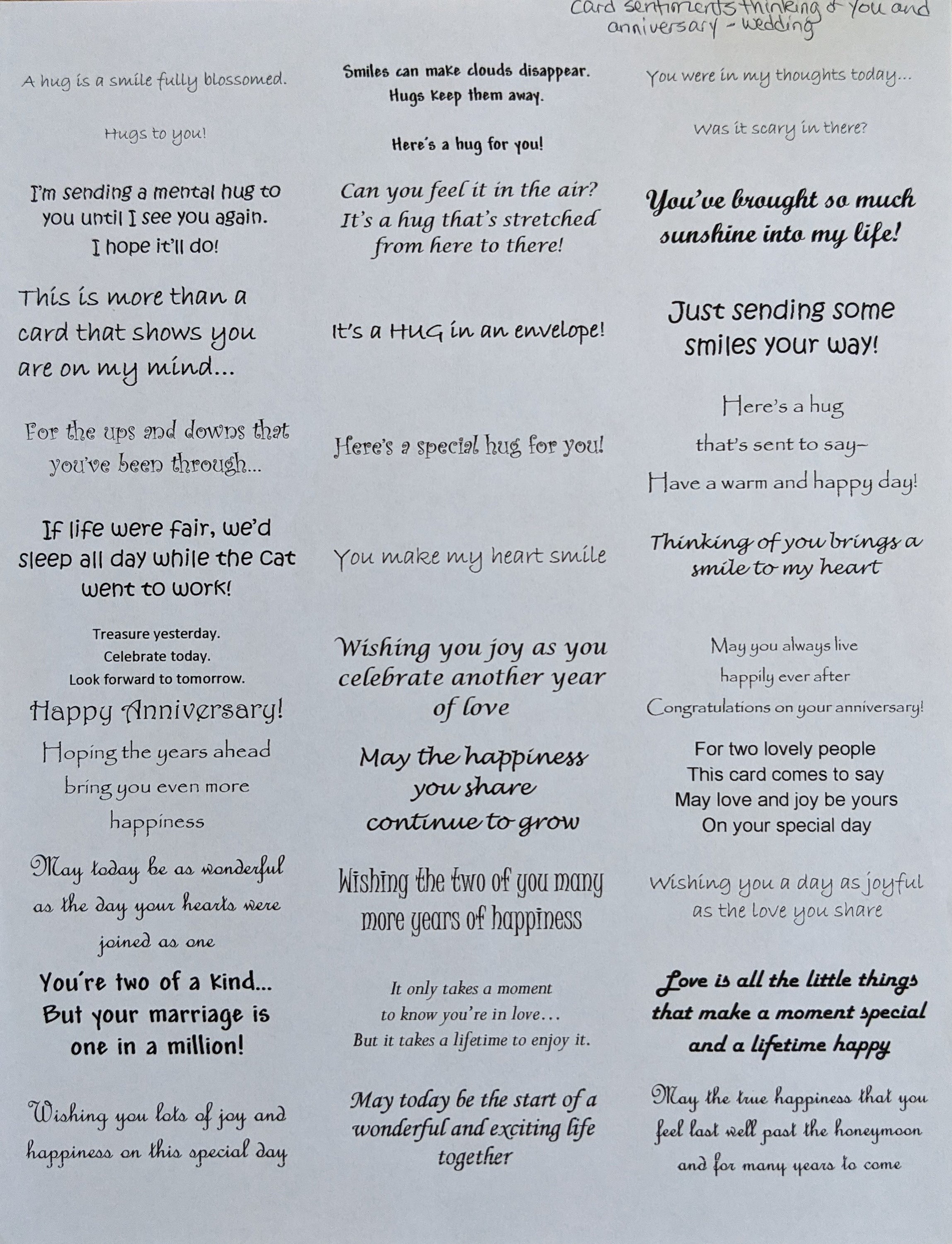 Print Your Own Variety Card Sentiments - Etsy