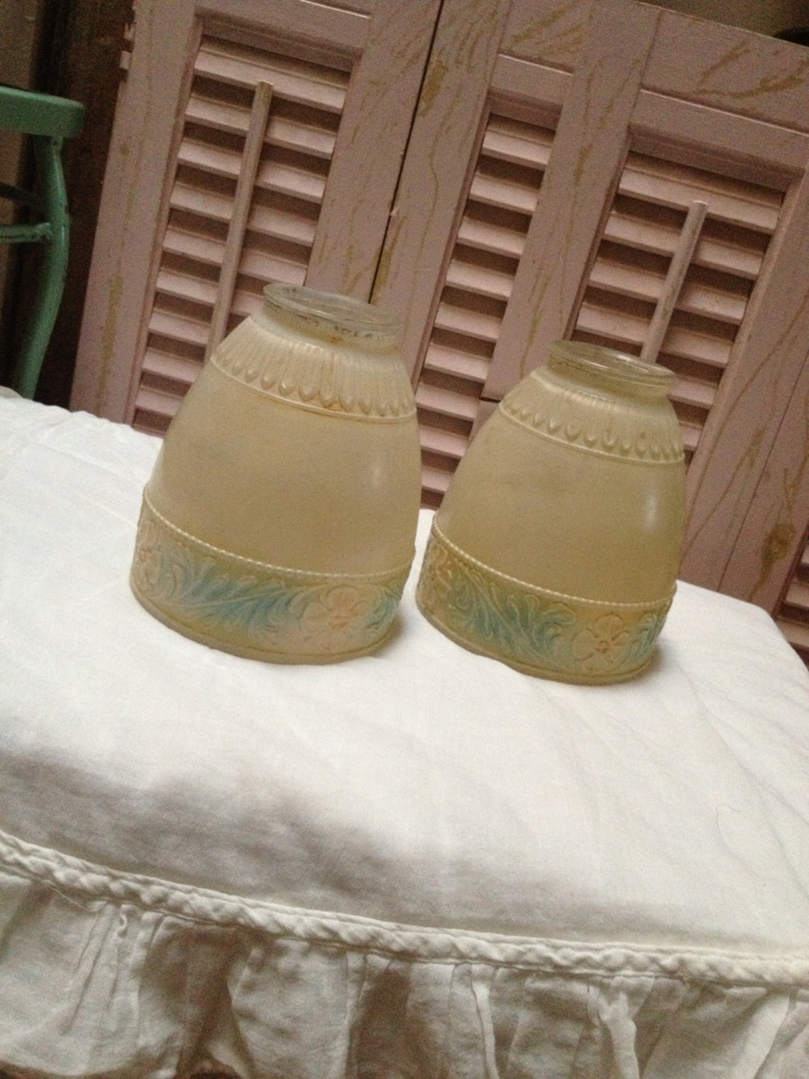 Lovely Glass 1930s Lamp Shades Beautiful Pastel Flowers - Etsy