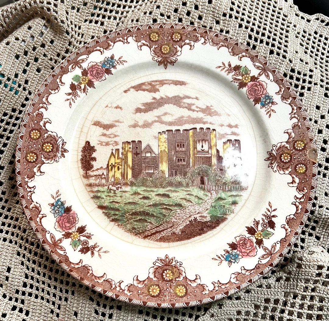 Sweet Vintage Transferware Plate Antique - English Castles Copper ...
