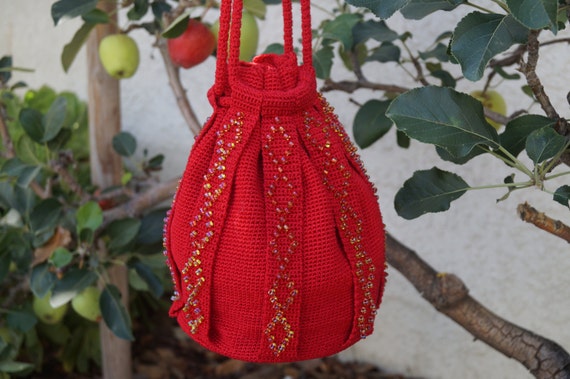 Beaded Crochet Bag | Etsy