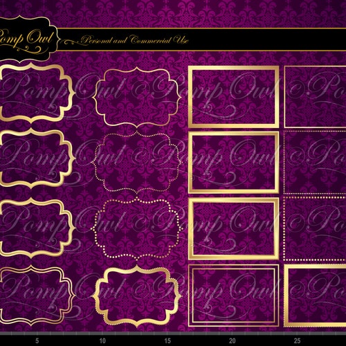 Glitter Frames CLIP ART 15 White Labels With Glitter Border | Etsy
