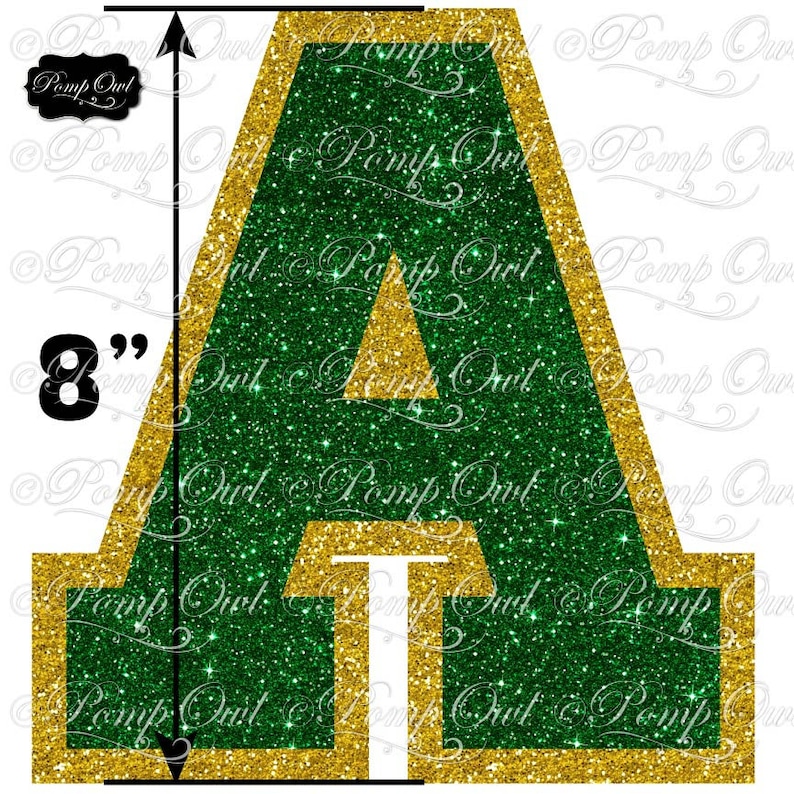 Alphabet Green Gold Metalic Glitter letters numbers color font | Etsy