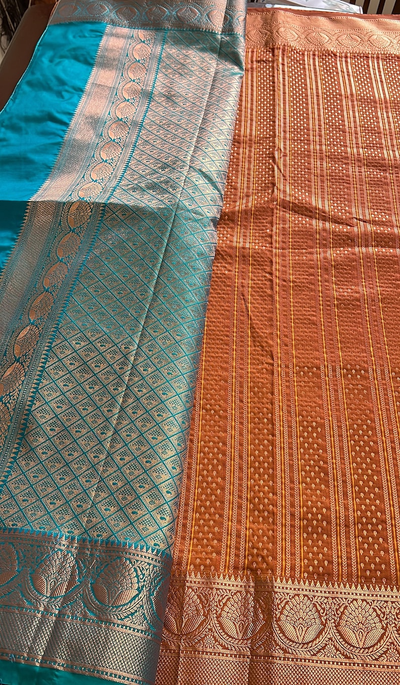Pure Kanchi Pattu Powerloom Silk Saree Copper Zari,maggam Work Blouse ...