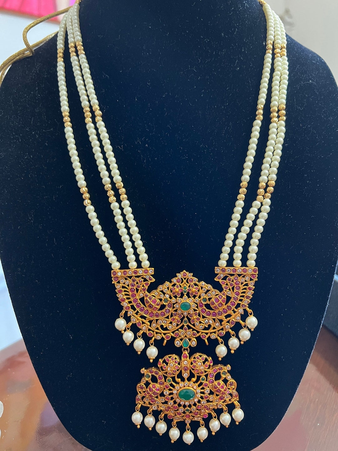 Beautiful Indian Pearl Necklace Set - Etsy