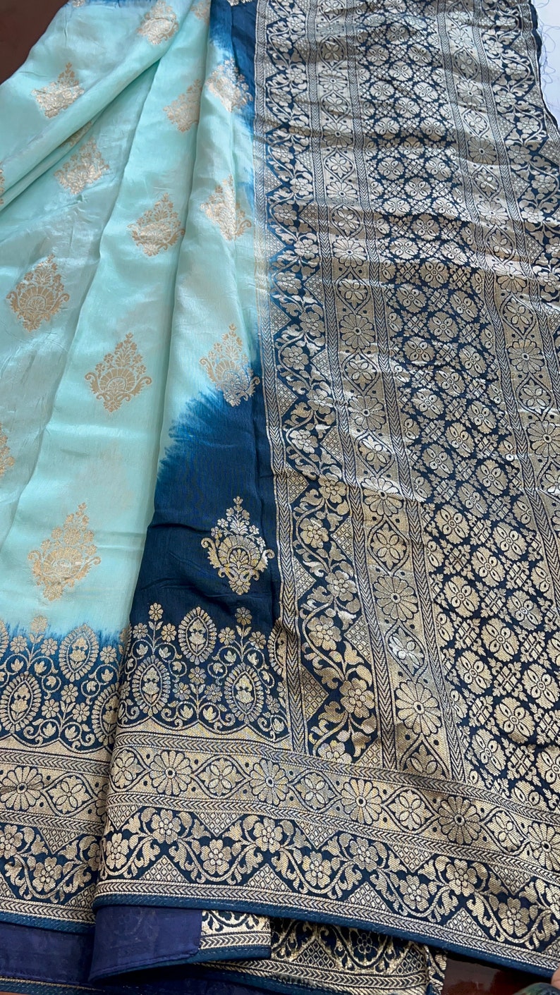 Beautiful New Moonga Silk Saree With Designer Stitched Blouse Indian