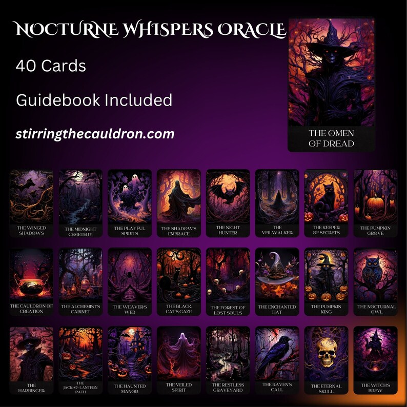 Nocturne Whispers Oracle Deck | 40-card Digital Download | Printable ...