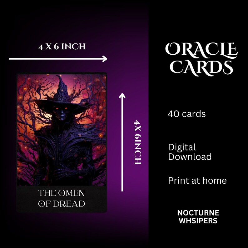 Nocturne Whispers Oracle Deck | 40-card Digital Download | Printable ...