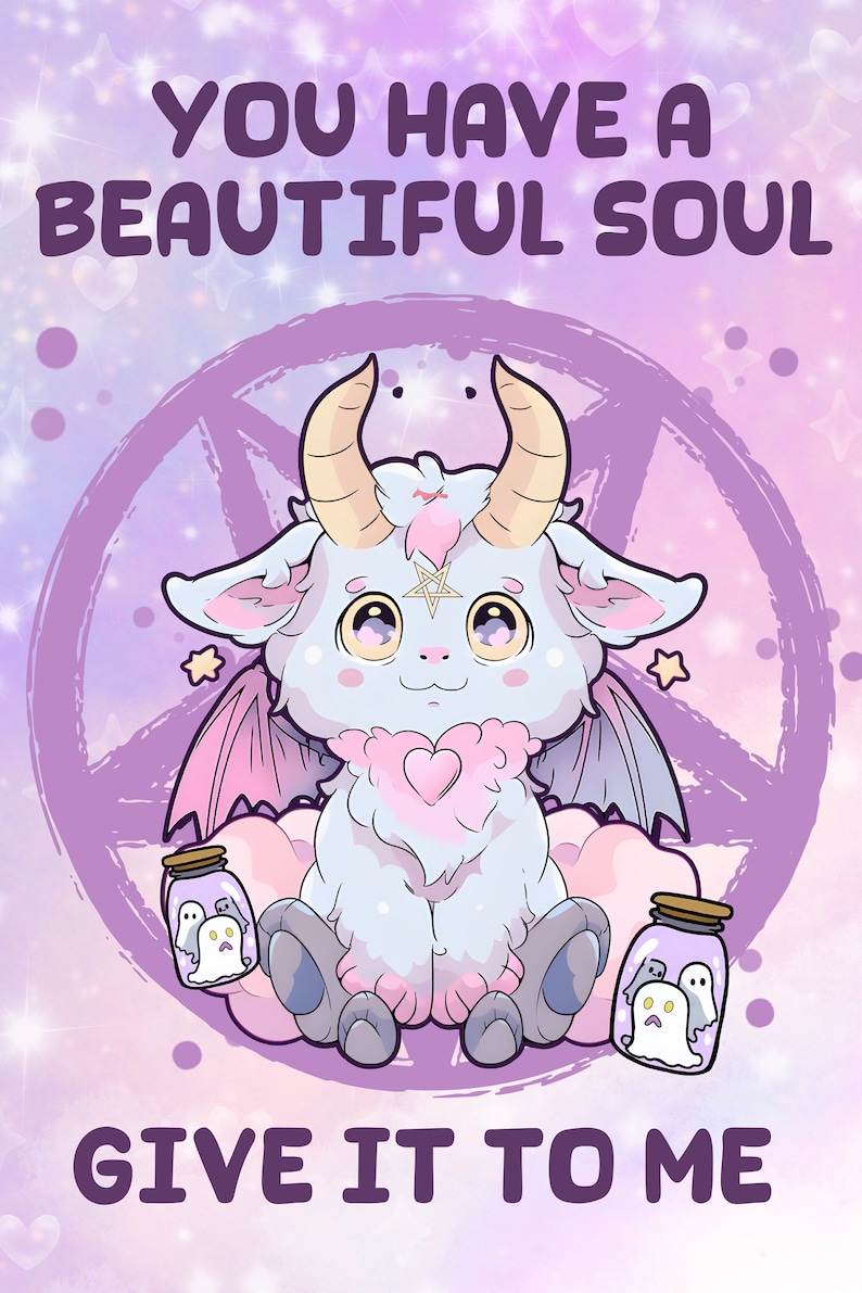 Cute Kawaii Baphomet Wall Art - Etsy